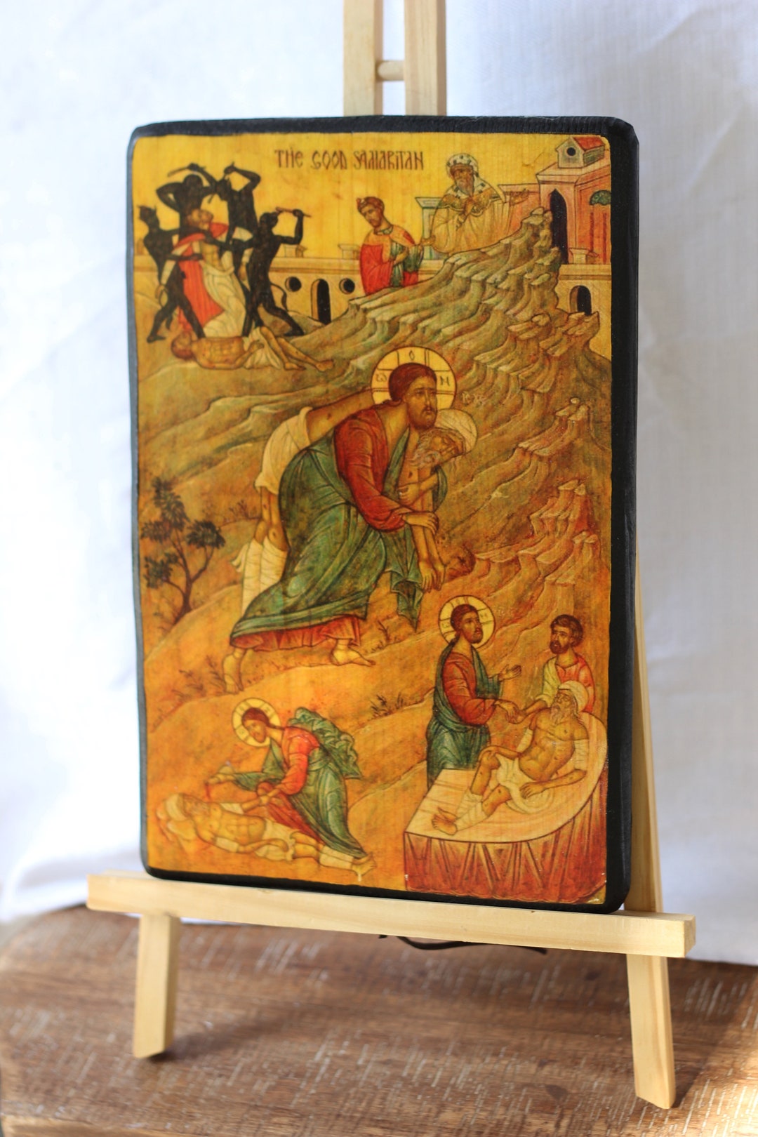 Good Samaritan Icon, New Coptic Art, Easel Display and Wall Display - Etsy