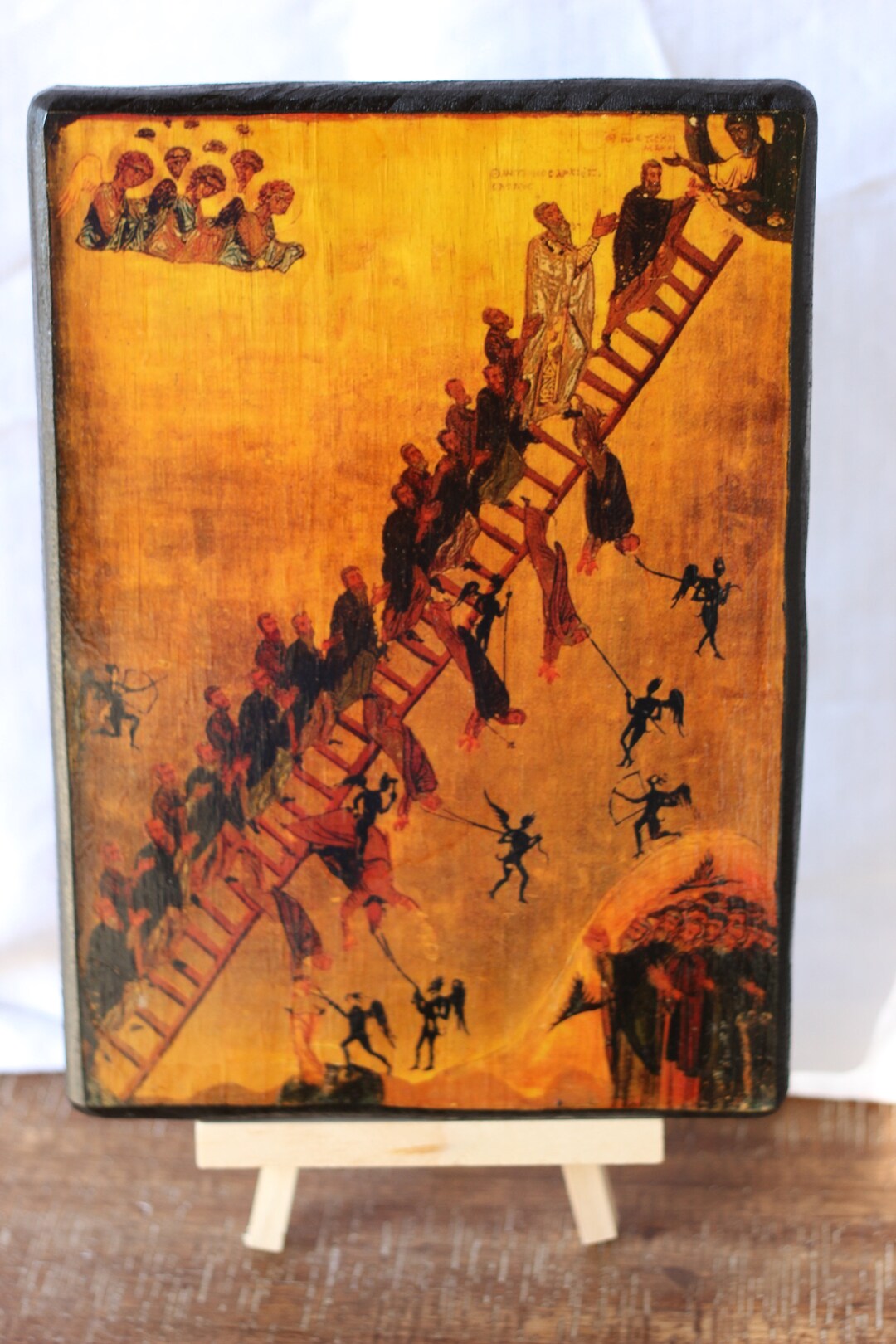 Spiritual War Icon, Ladder of Divine Ascent Icon, Wall Display, Easel ...