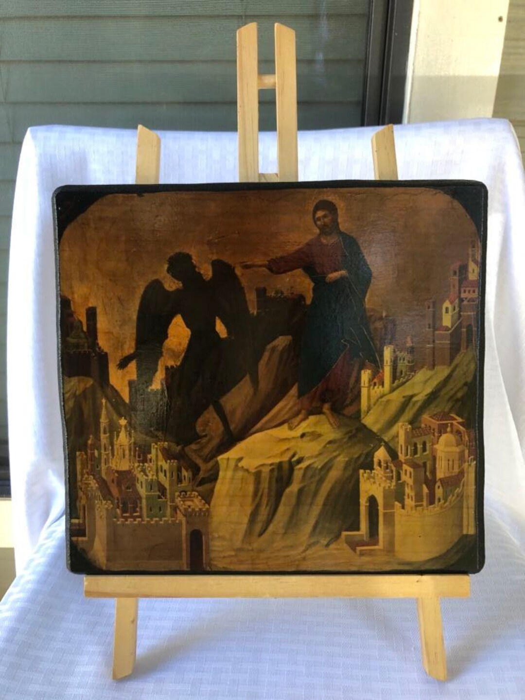 Temptation of Jesus Christ Icon, Spiritual Warfare Icon, Jesus Christ ...