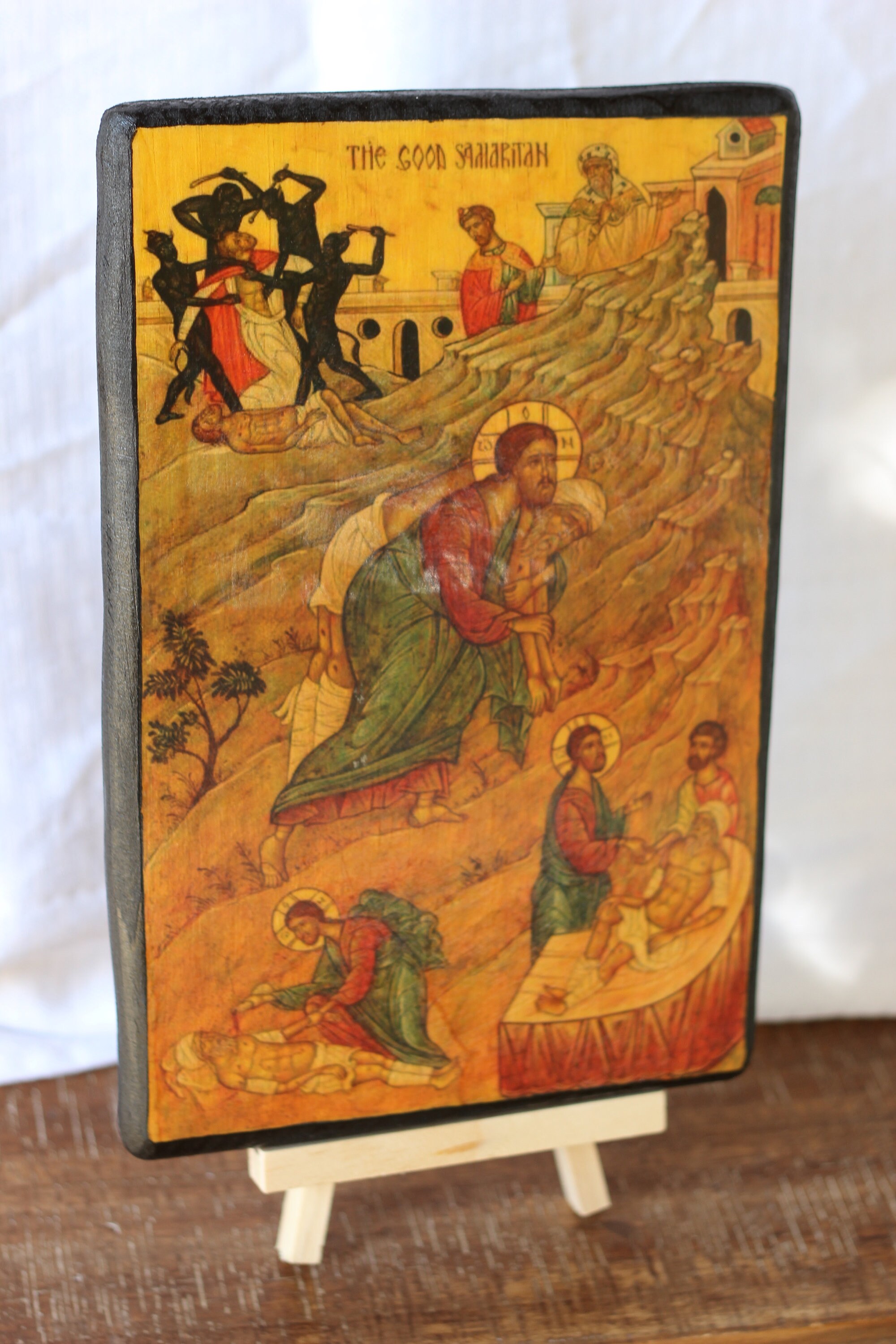 Good Samaritan Icon, New Coptic Art, Easel Display and Wall Display - Etsy