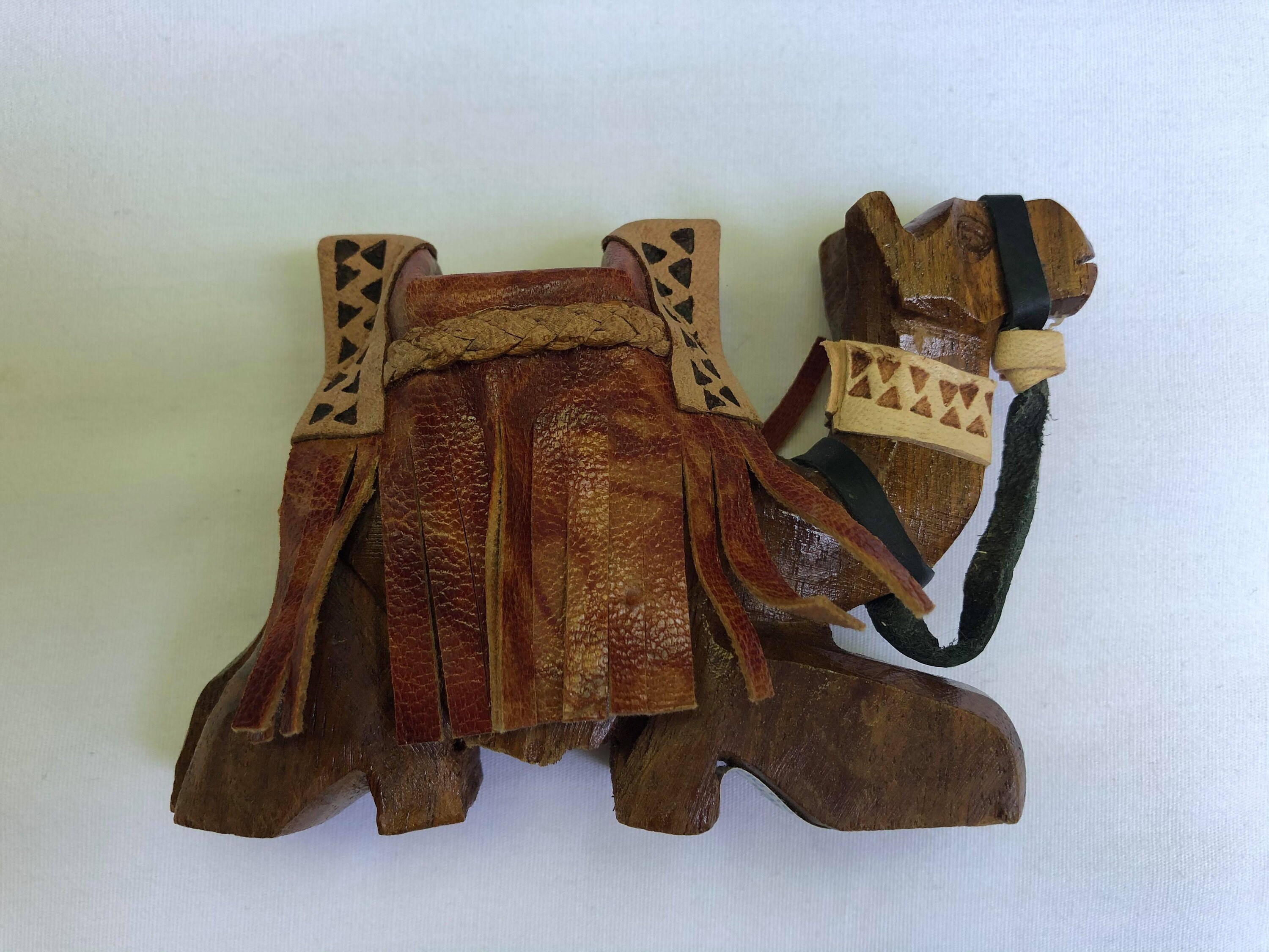 Handmade Wooden Camel With Accessories Leather, Medium Size - Etsy