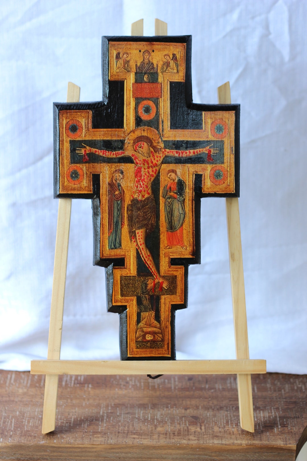 Icon of the Crucifixion of Christ, Cross Icon, Wall Display, Easel ...