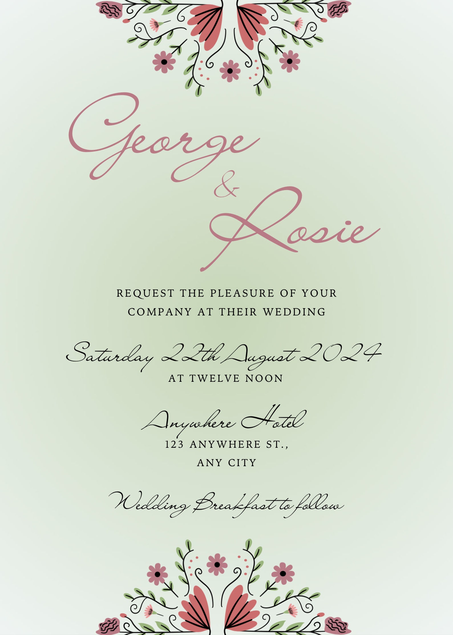 Wedding Invitation Canva Template, Digital Template, Fully Editable - Etsy