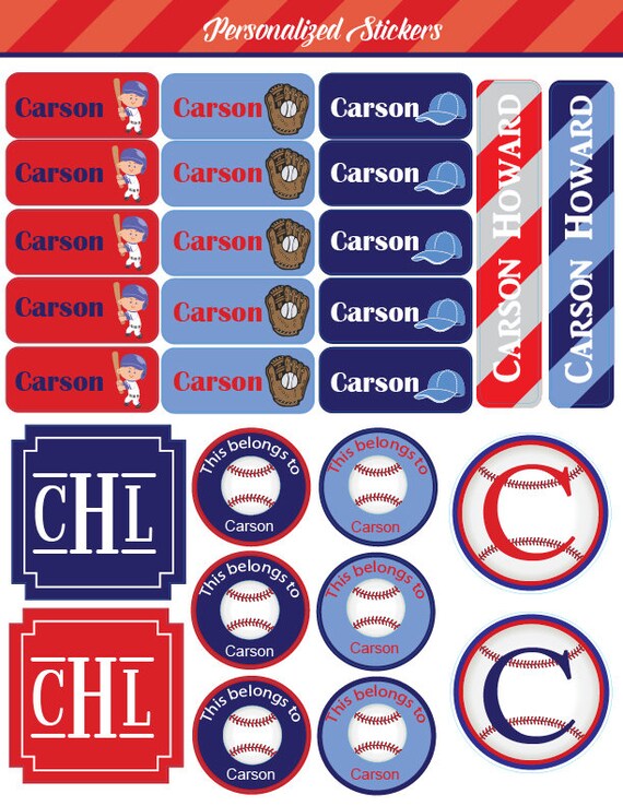 Personalized Waterproof Labels-Baseball | Etsy