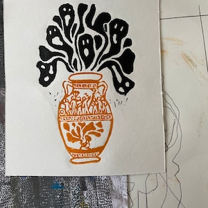 Pandora's Jar Box Original Handmade Lino Print Two-colour Block Print ...