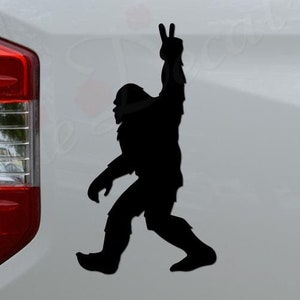 Bigfoot Walking Holding Peace Sign Sasquatch Yeti Die Cut Vinyl Decal ...