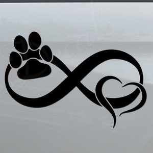 Infinite Forever Love Dog Paw Print Track Pet Infinity Die Cut Vinyl ...
