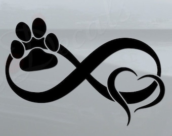 Paw Print Infinity Car Decal - Etsy