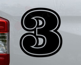 Racing Race Number 3 Three Die Cut Vinyl Decal Sticker for Go Kart Car ...