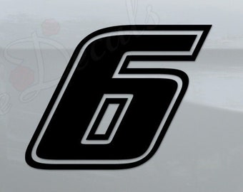 Racing Race Number 6 Six Die Cut Vinyl Decal Sticker for Go Kart Car ...