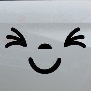 Cute Face Happy Smiley Smile Big Eyes Wink Wink Die Cut Vinyl Decal ...