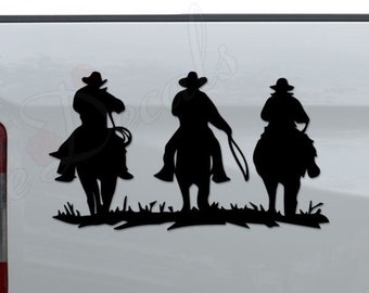 Cowboys Riding Horse Western Car Window Vinyl Decal Sticker - Etsy