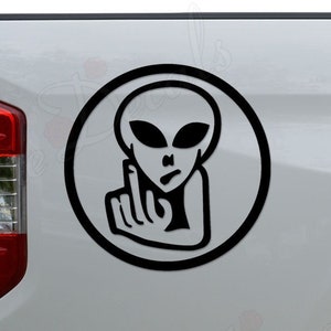 Alien Flipping the Bird Middle Finger Die Cut Vinyl Decal Sticker for ...