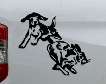 Dog Chasing Rabbit Hunting Die Cut Vinyl Decal Sticker for Car Truck ...
