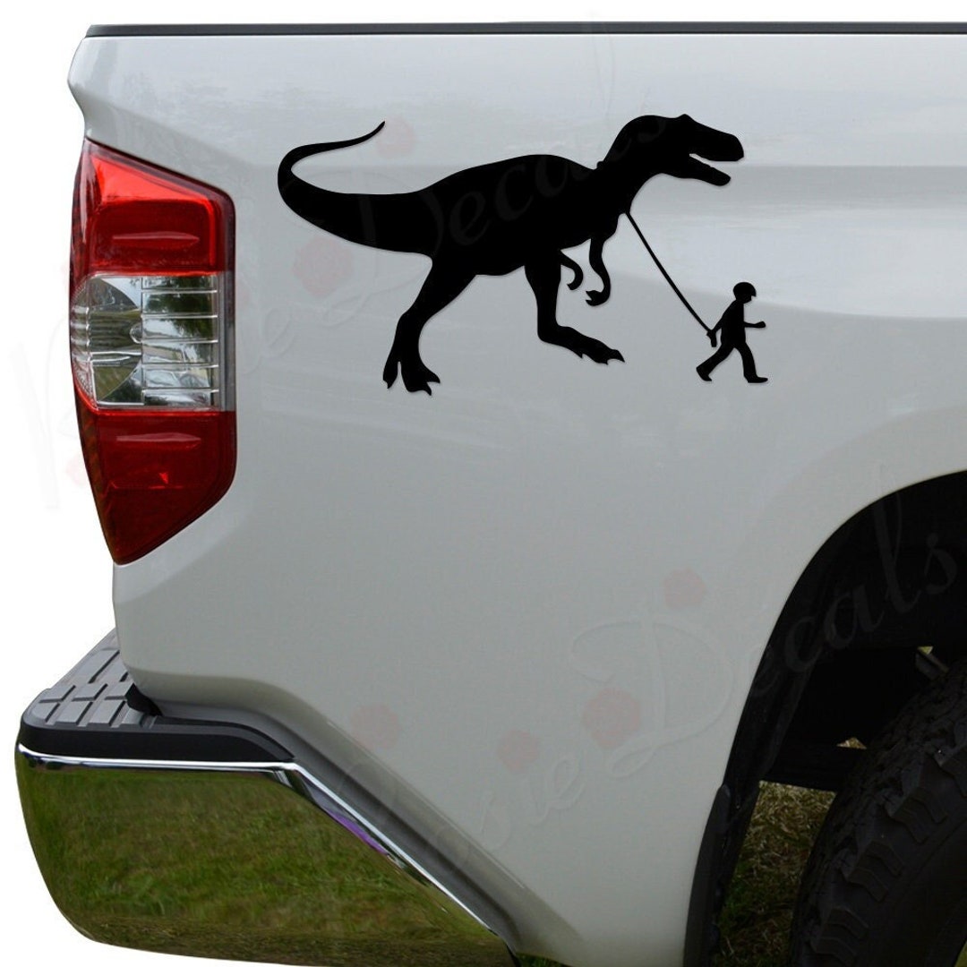 Boy Walking T-rex Tyrannosaurus Rex Dinosaur Die Cut Vinyl Decal ...