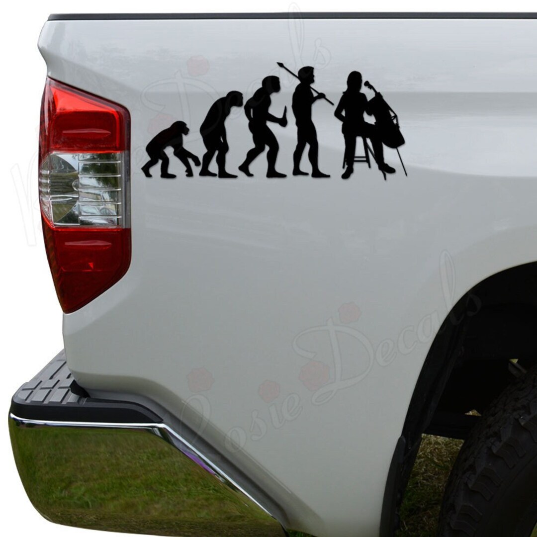 Ape Human Evolution of Cello Player Music Die Cut Vinyl Decal Sticker ...