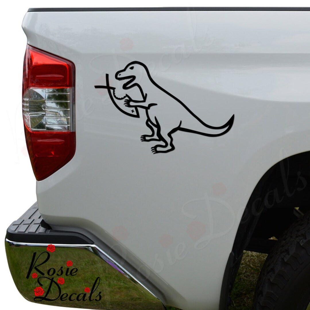 T-rex Eats Jesus Fish Evolution Vs Creation Die Cut Vinyl Decal Sticker ...