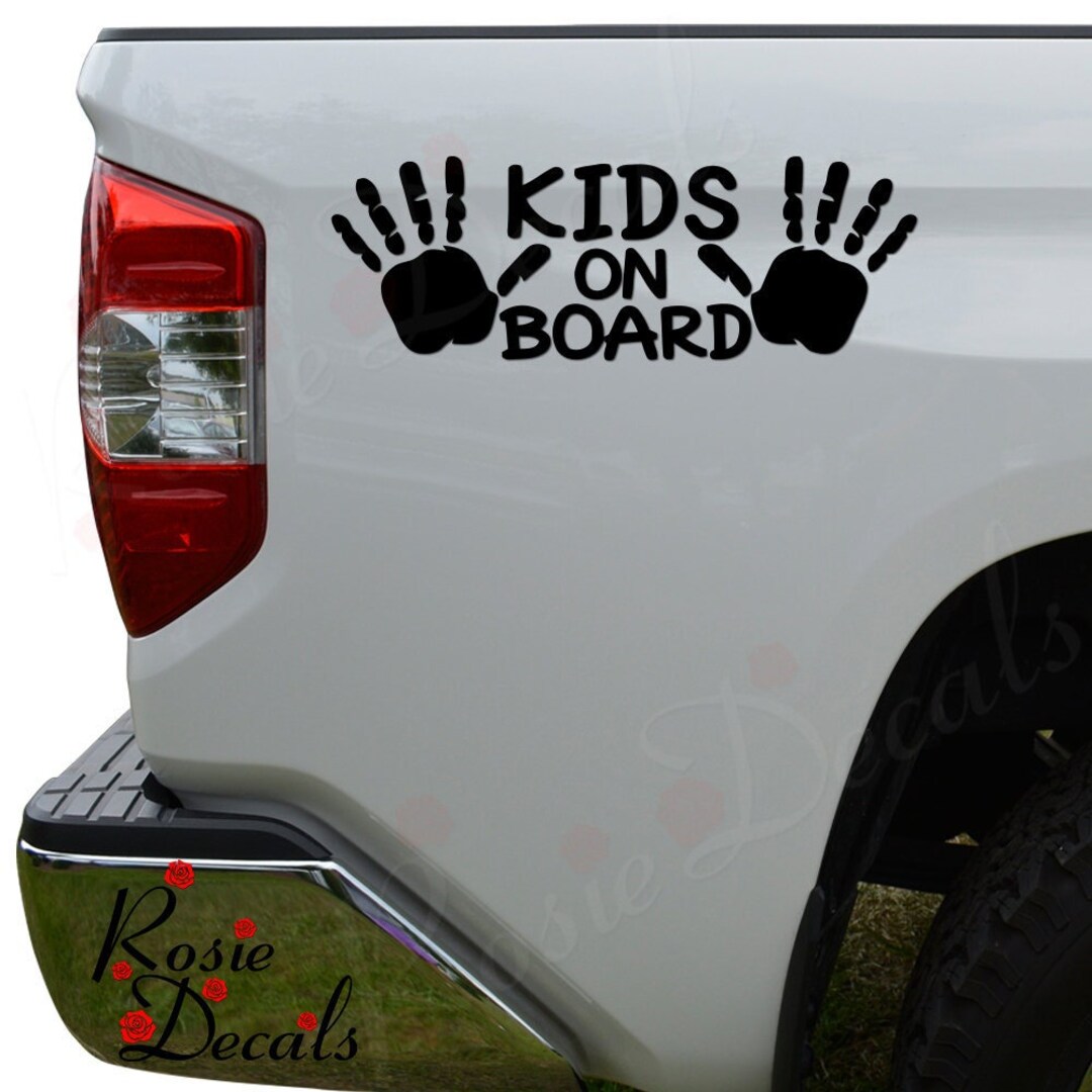Kids on Board Handprints Hand Die Cut Vinyl Decal Sticker for Car Truck ...