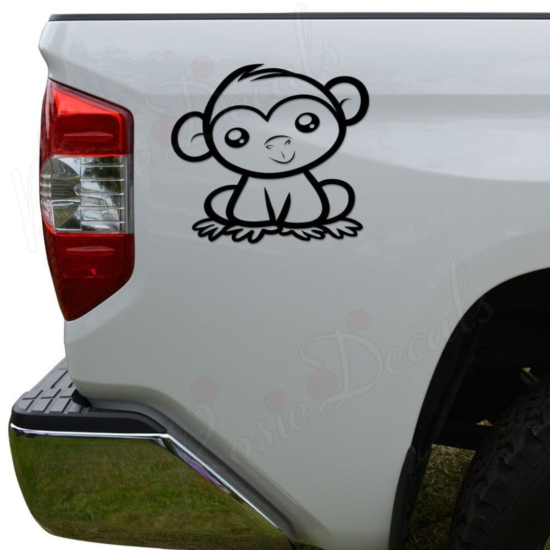 Cute Little Monkey Ape Die Cut Vinyl Decal Sticker for Car Truck ...