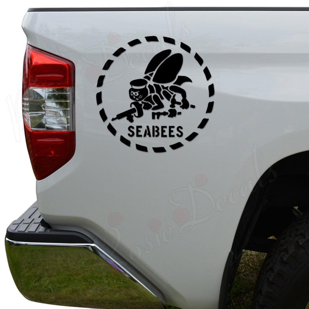 Navy Seabees Military Mechanic Construction Worker Die Cut Vinyl Decal ...