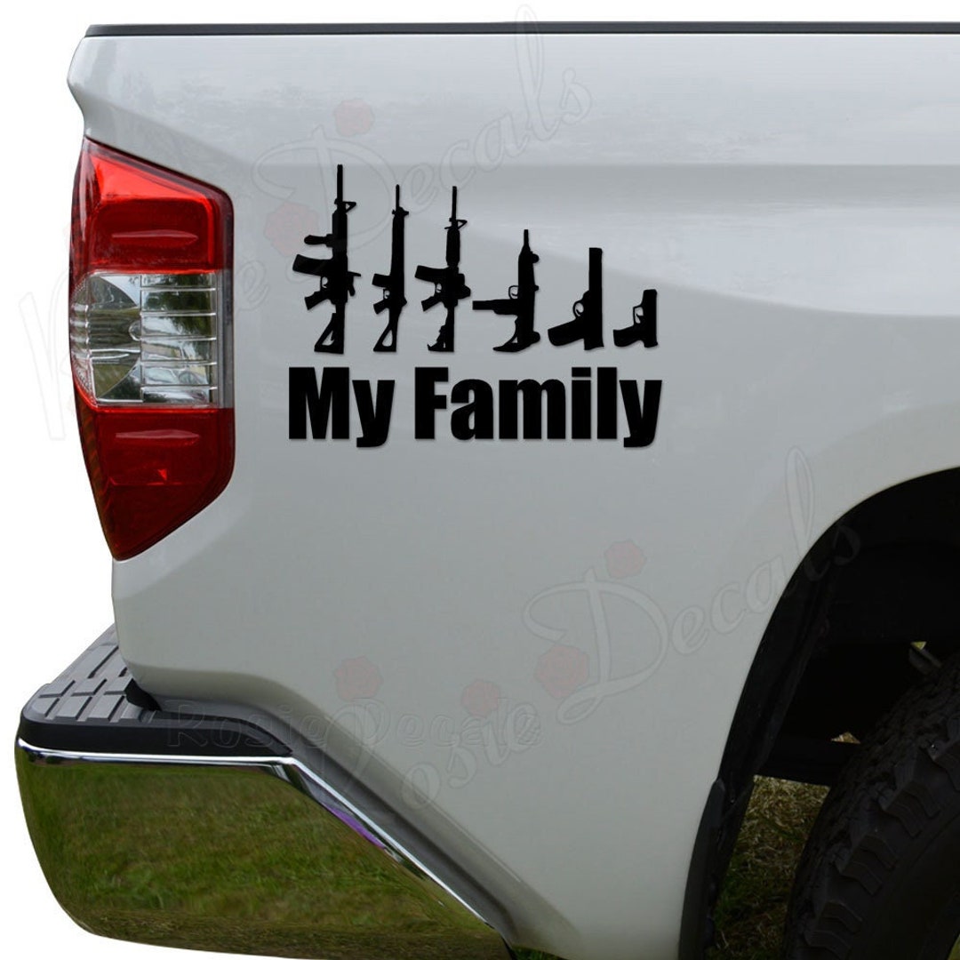 My Family Rifle Gun Pistol Funny Die Cut Vinyl Decal Sticker for Car ...