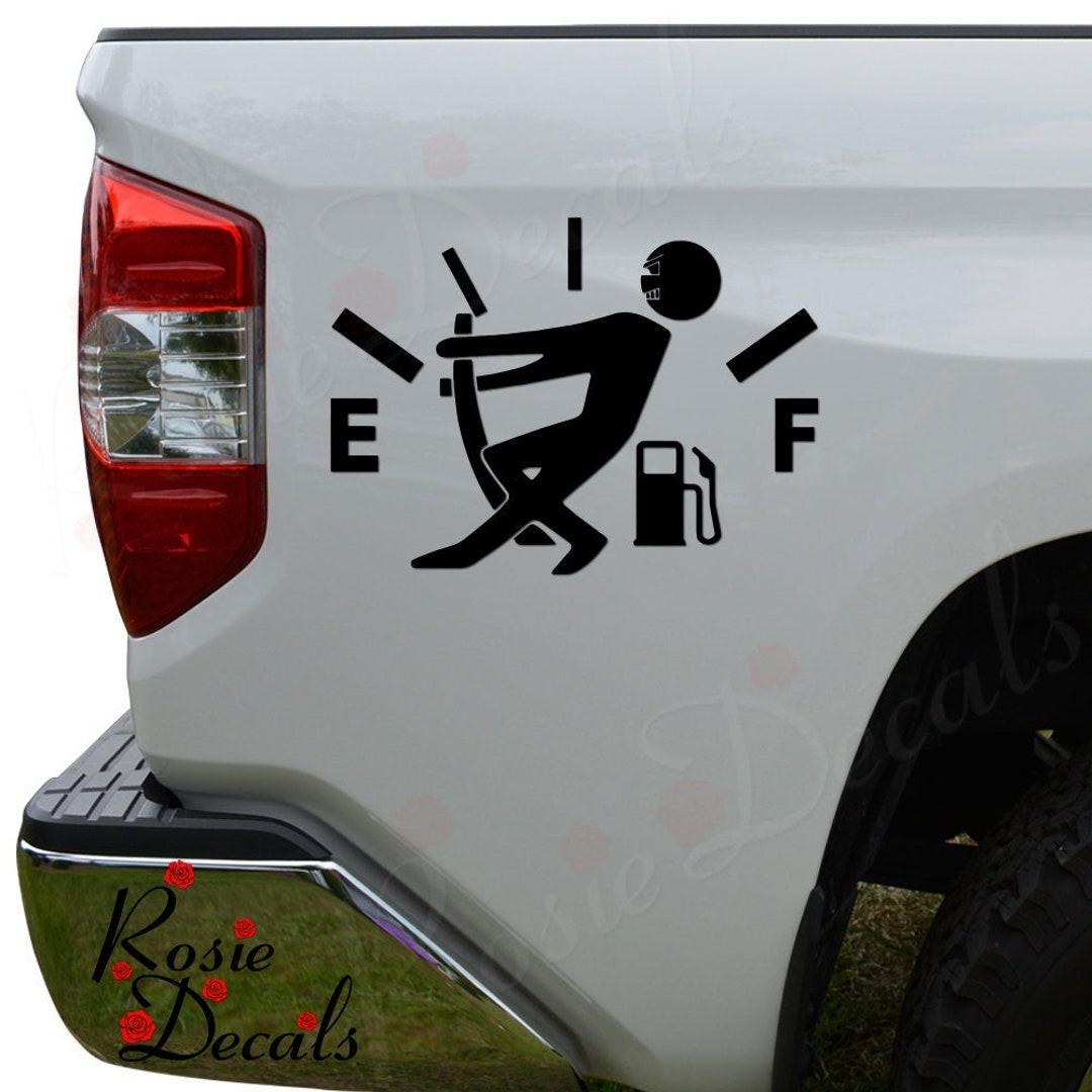 Funny Gas Mileage Empty Guy Fighting Gauge Die Cut Vinyl Decal Sticker ...
