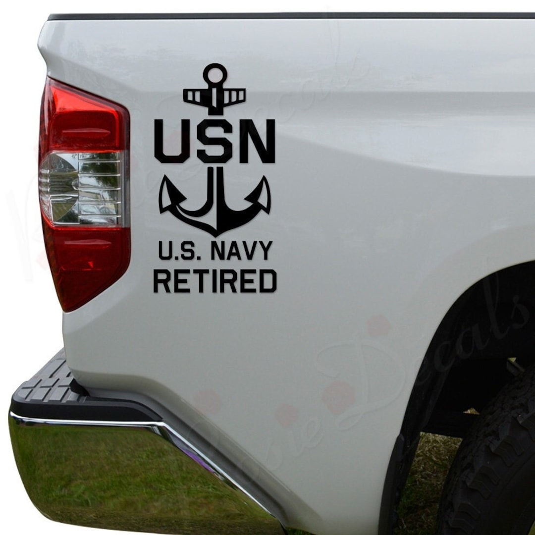 Navy Retired Anchor USN Military Die Cut Vinyl Decal Sticker for Car ...
