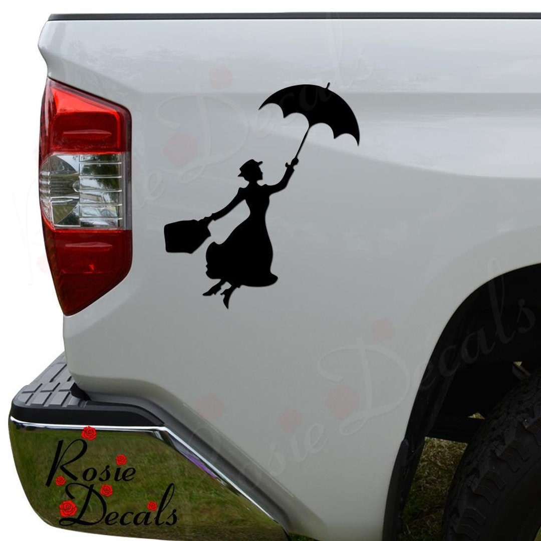 British Nanny Mary Poppins Flying Umbrella Die Cut Vinyl Decal Sticker ...