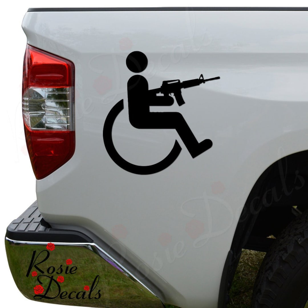 Handicap Wheelchair Assault Rifle Gun 2nd Amendment Right Die Cut Vinyl ...