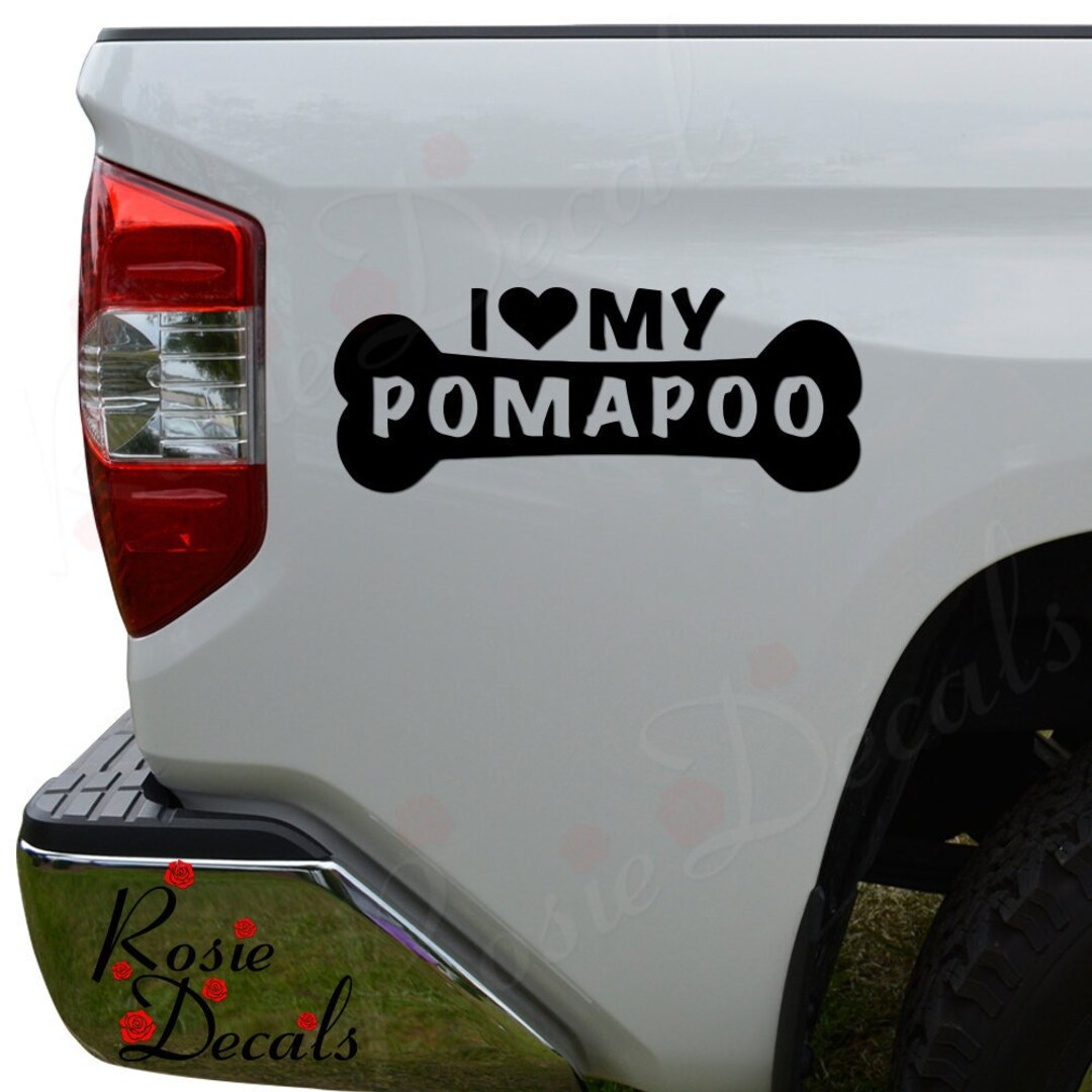 I Love My Pomapoo Pomeranian Poodle Dog Pet Bone Love Die Cut Vinyl ...