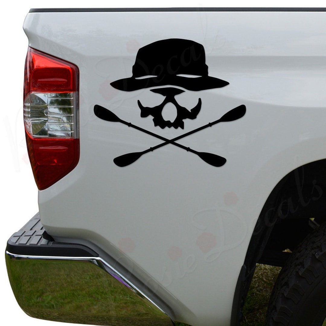 Death Skull Crossed Oars Paddles Boating Kayaking Die Cut Vinyl Decal ...