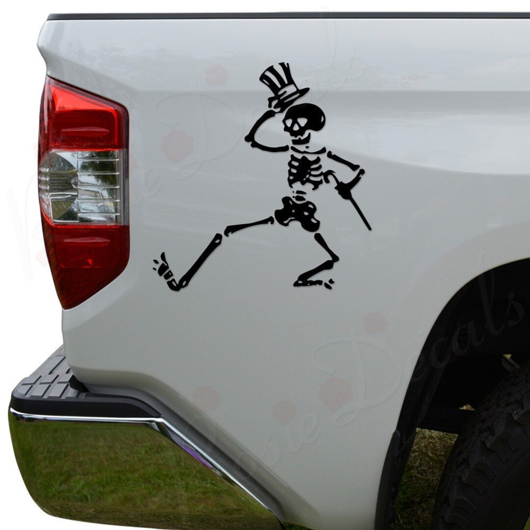 Dancing Skeleton Bones Top Hat Genteleman Die Cut Vinyl Decal Sticker ...