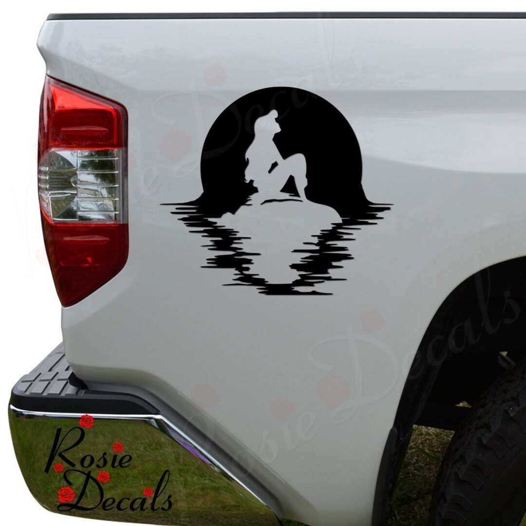 Mermaid Girl Sitting Singing Wishing on A Star Moonlight Die Cut Vinyl ...