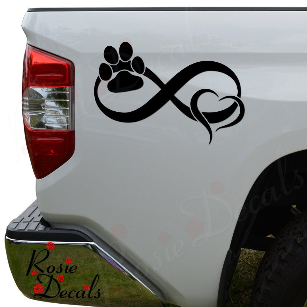 Infinite Forever Love Dog Paw Print Track Pet Infinity Die Cut Vinyl ...
