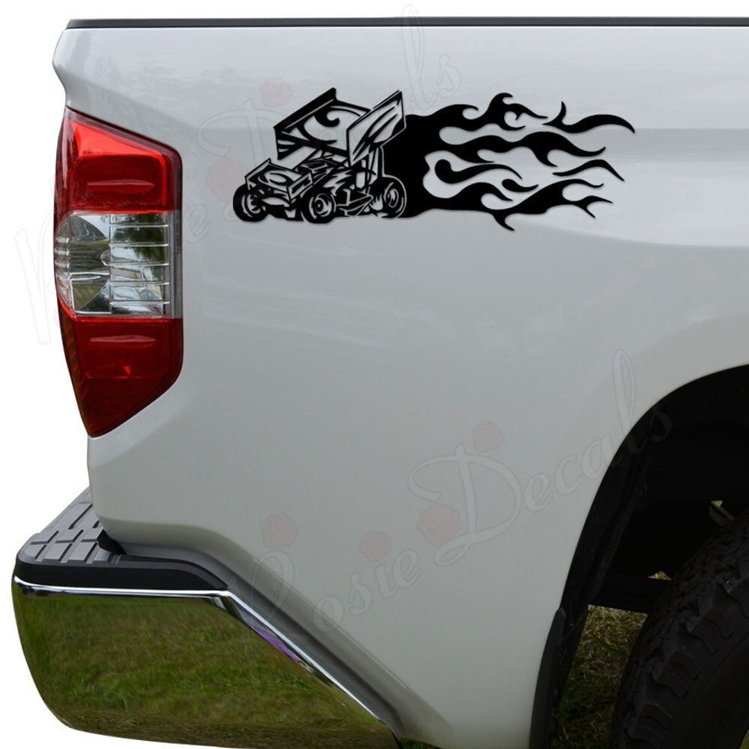 Sprint Car Racing Flame Die Cut Vinyl Decal Sticker for Car Truck ...