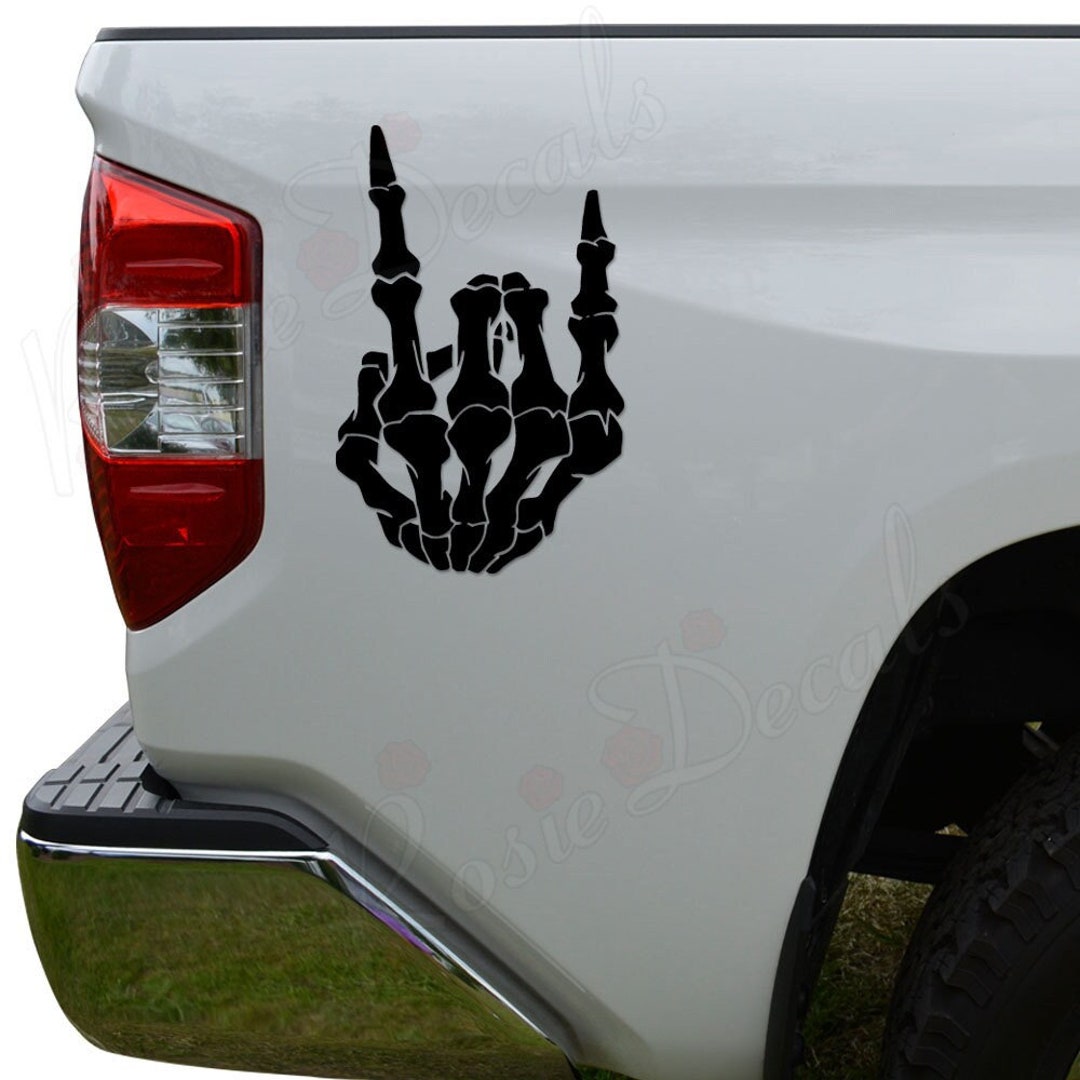 Rock on Horns Hand Skeleton JDM Japanese Die Cut Vinyl Decal Sticker ...