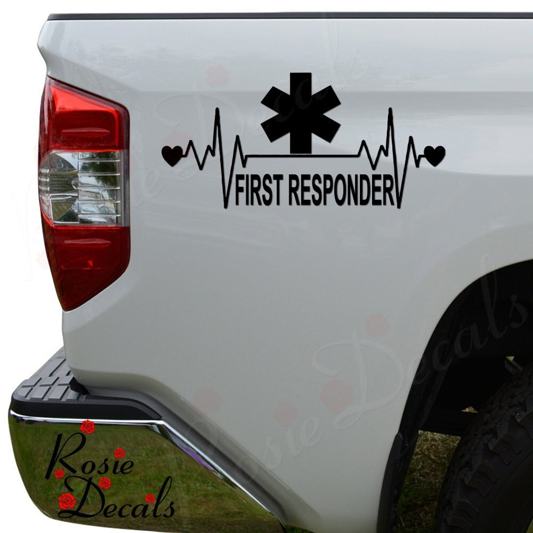 First Responder Paramedic Love Heartbeat Lifeline Die Cut Vinyl Decal ...