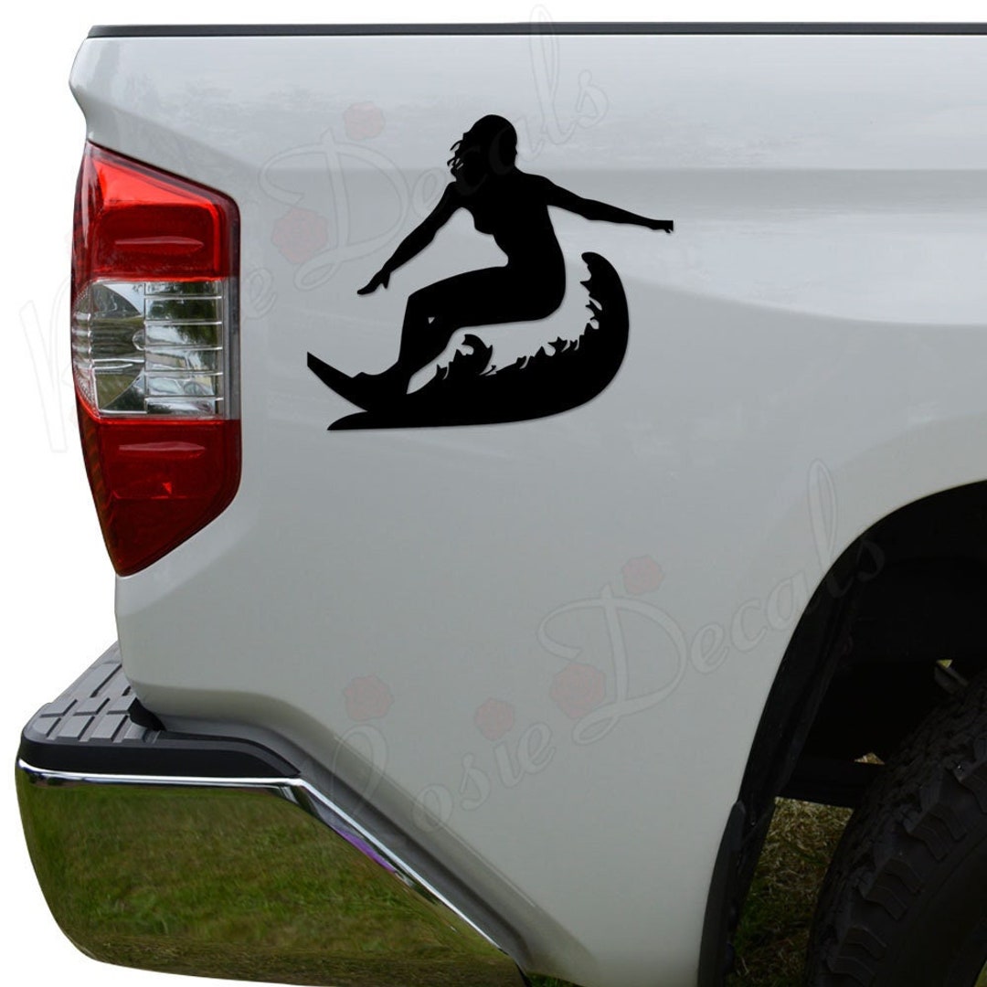 Surfer Girl Surfing Sexy Surfboard Wave Die Cut Vinyl Decal Sticker for ...