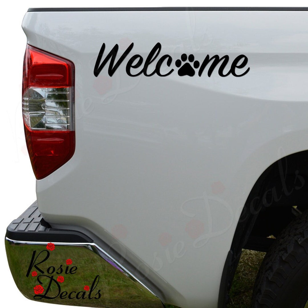Dog Pet Welcome Paw Print Die Cut Vinyl Decal Sticker for Car Truck ...