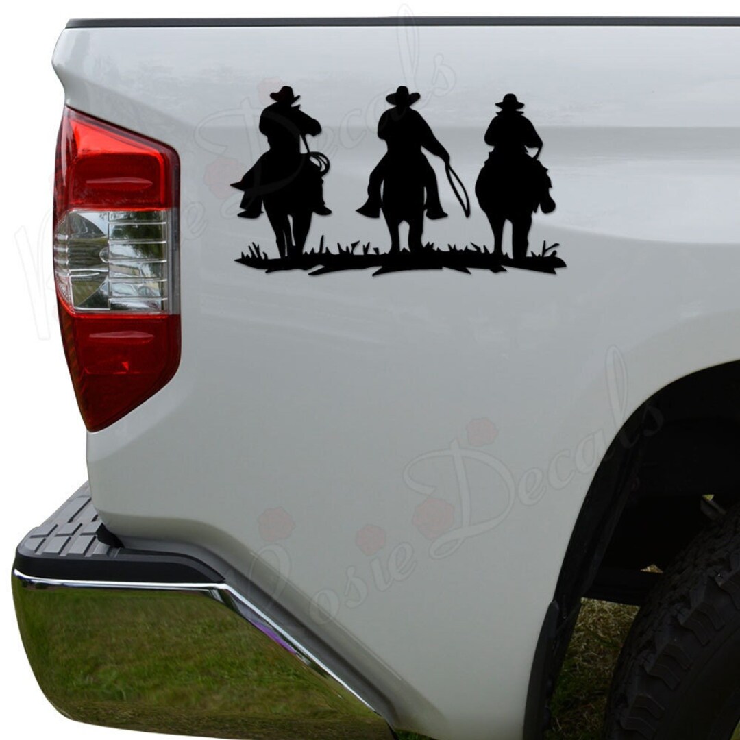 Cowboy Riding Horses Farm Ranch Die Cut Vinyl Decal Sticker for Car ...