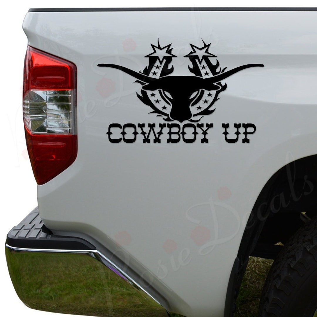 Cowboy up Bull Longhorn Cattle Horseshoe Horse Riding Rodeo Die Cut ...