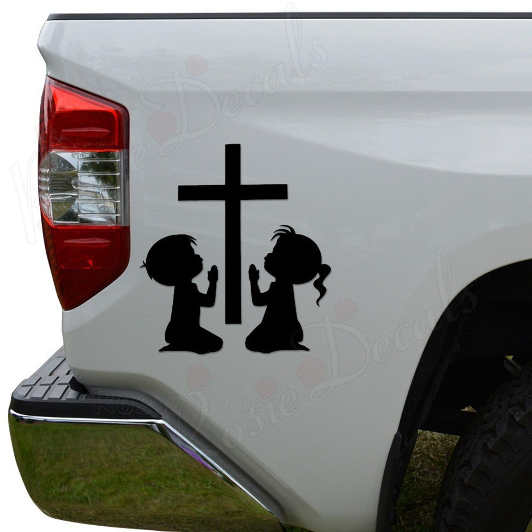 Christian Kids Praying Cross Die Cut Vinyl Decal Sticker for Car Truck ...
