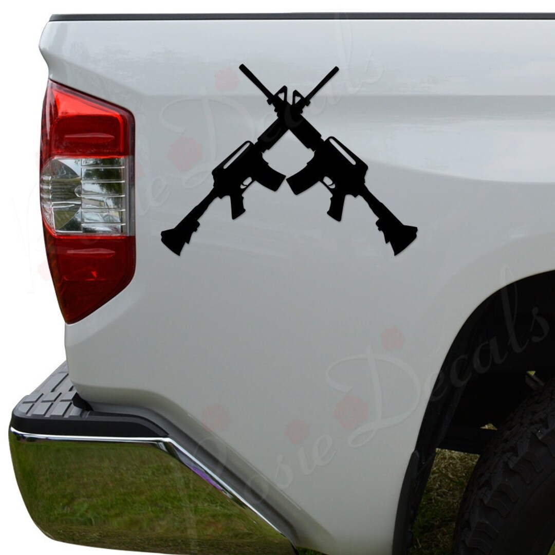 Crossed Assault Rifle AR-15 Gun 2nd Amendment Die Cut Vinyl Decal ...