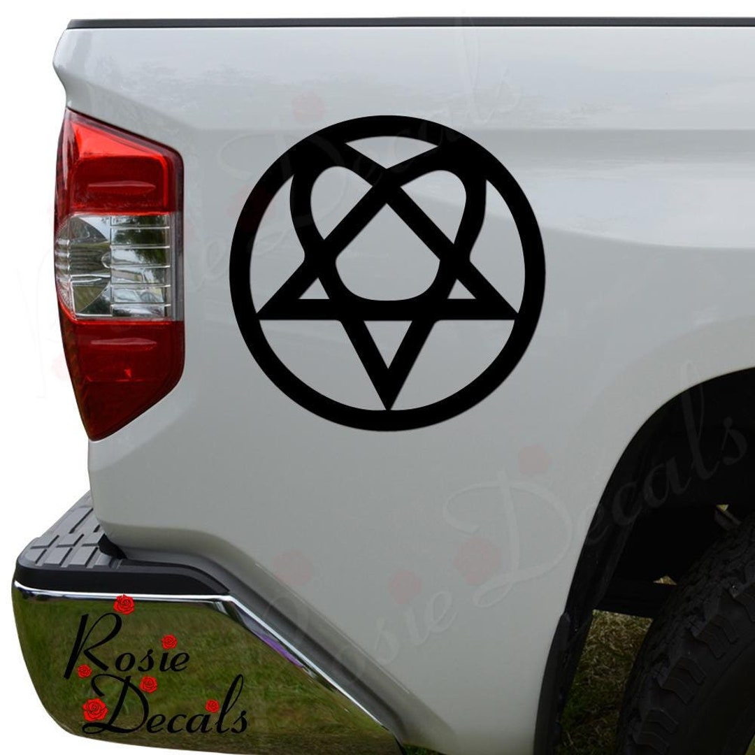 Heartagram Penagram Heart Love Die Cut Vinyl Decal Sticker for Car ...