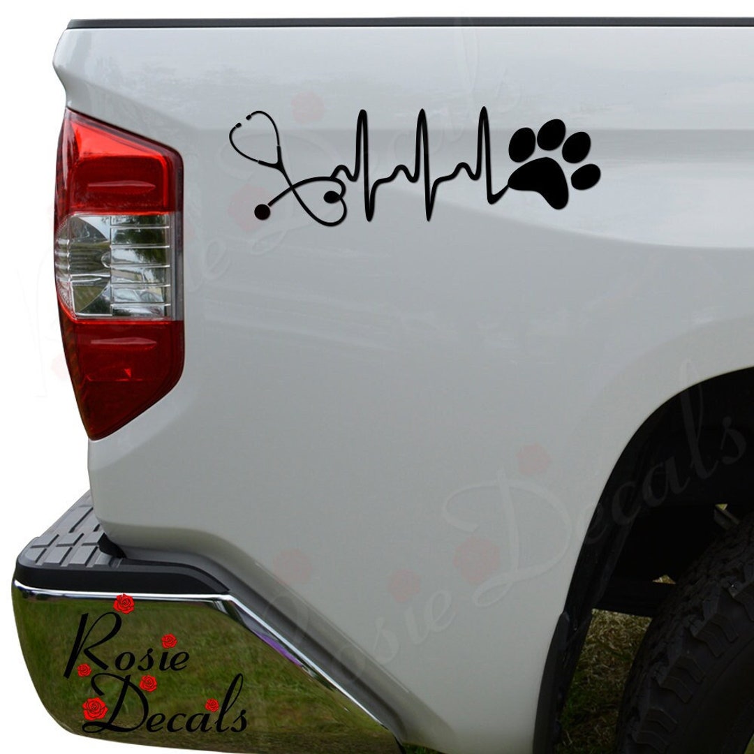 Dog Love Heart Paw Heartbeat Lifeline Veterinarian Vet Medical Die Cut ...