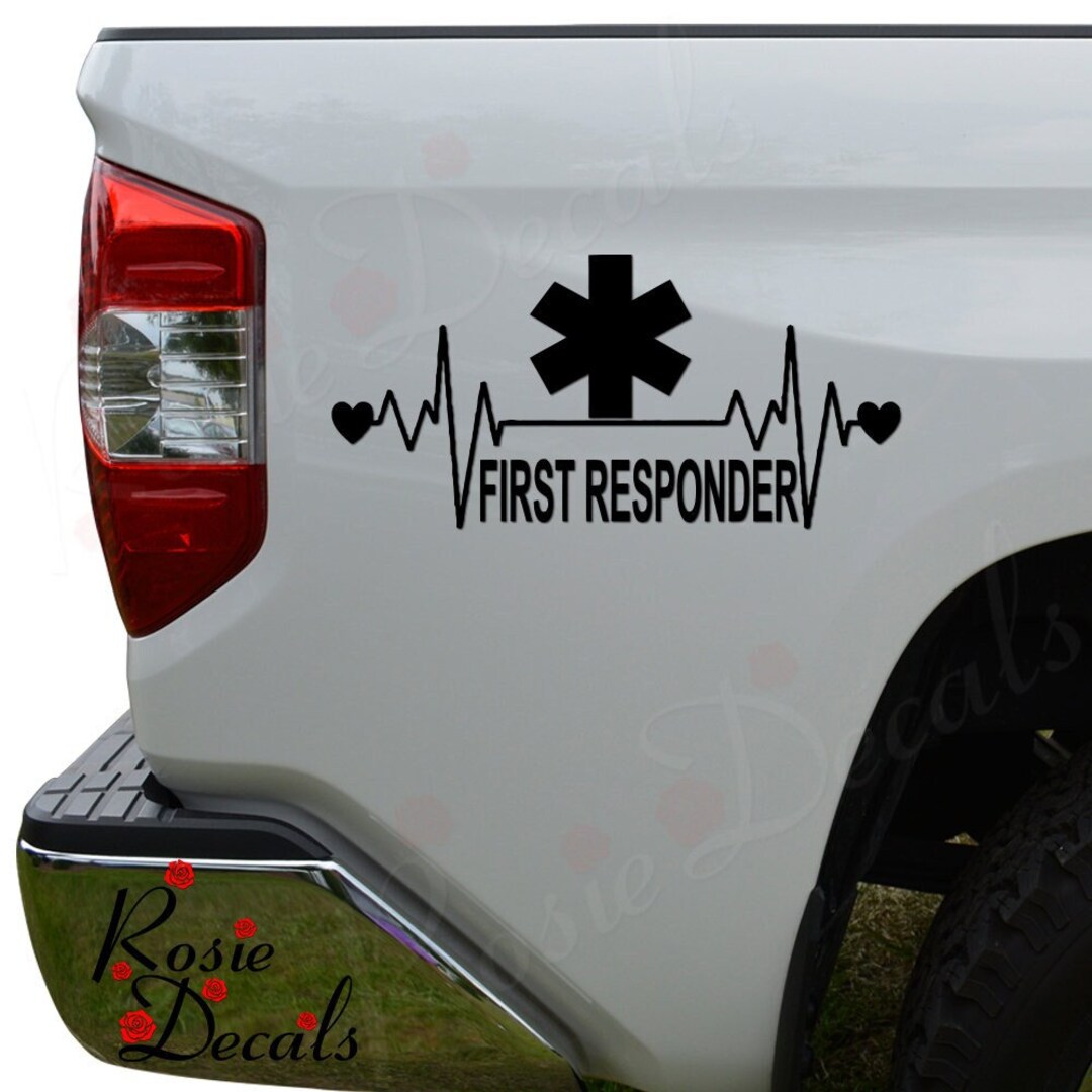 First Responder Paramedic Love Heartbeat Lifeline Die Cut Vinyl Decal ...