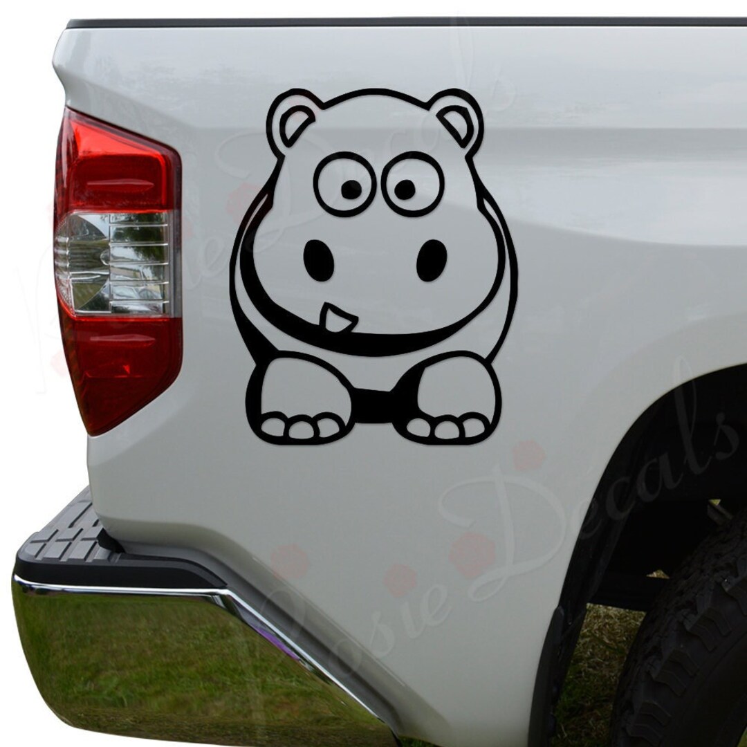 Cute Happy Hippo Hippopotamus Wild Animal Die Cut Vinyl Decal Sticker ...
