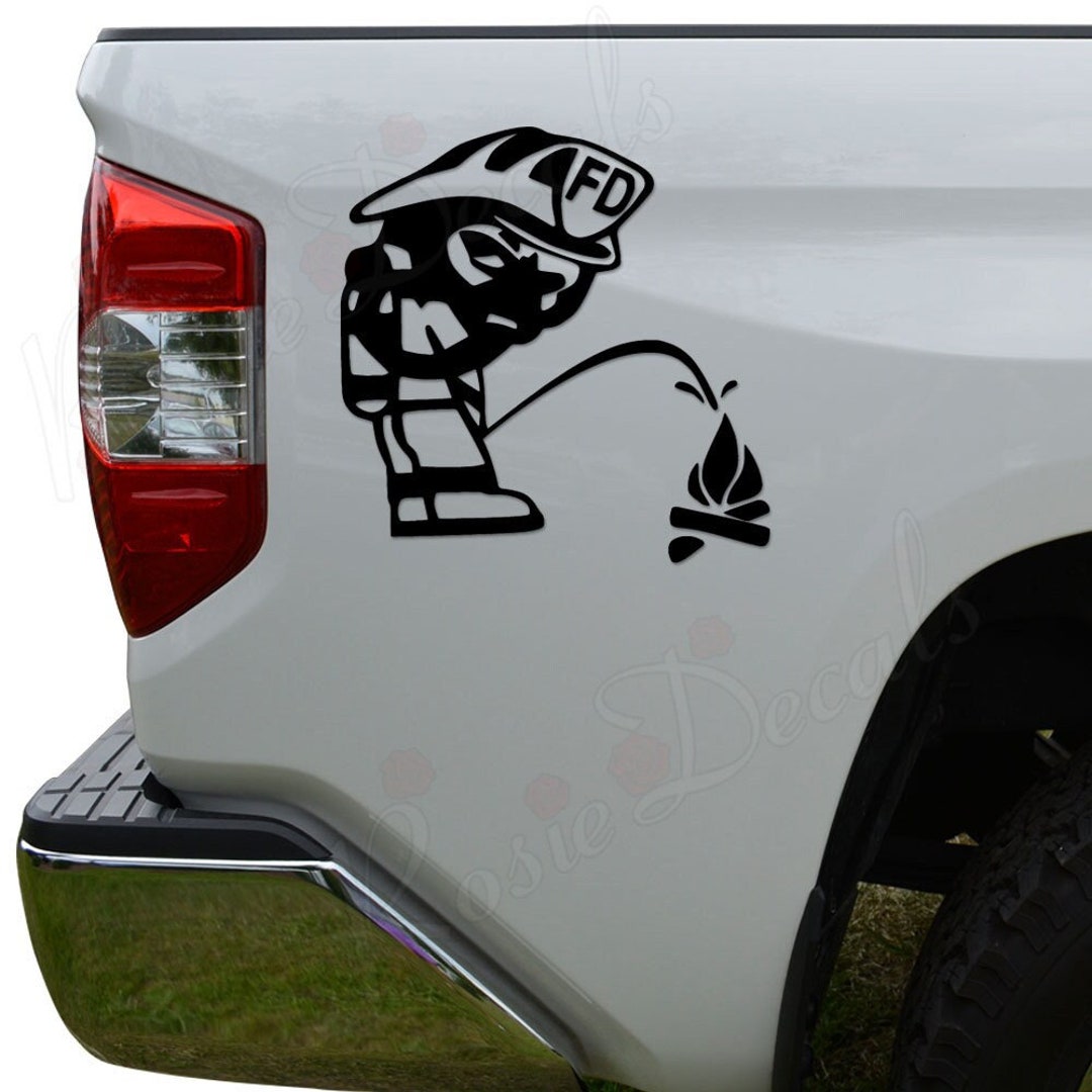 Firefighter Piss on Fire Fireman Pee Die Cut Vinyl Decal Sticker for ...