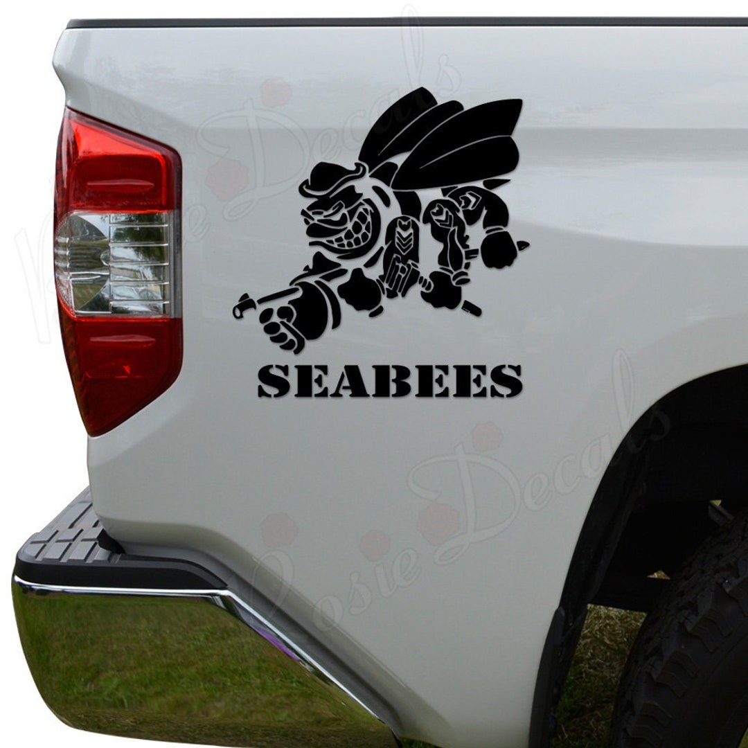 Navy Seabees Military Mechanic Construction Worker Die Cut Vinyl Decal ...