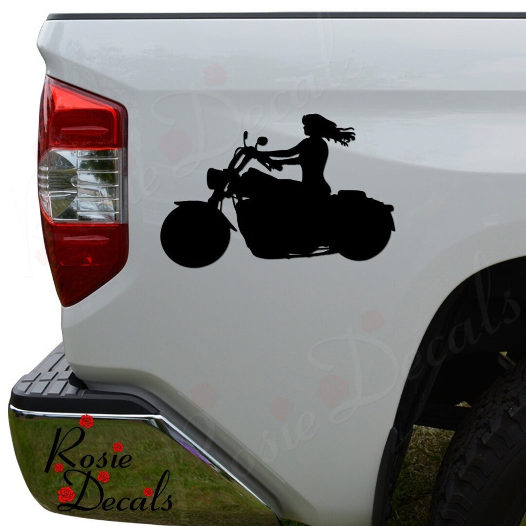 Girl Riding Motorcycle Motorbike Hog Rider Die Cut Vinyl Decal Sticker ...